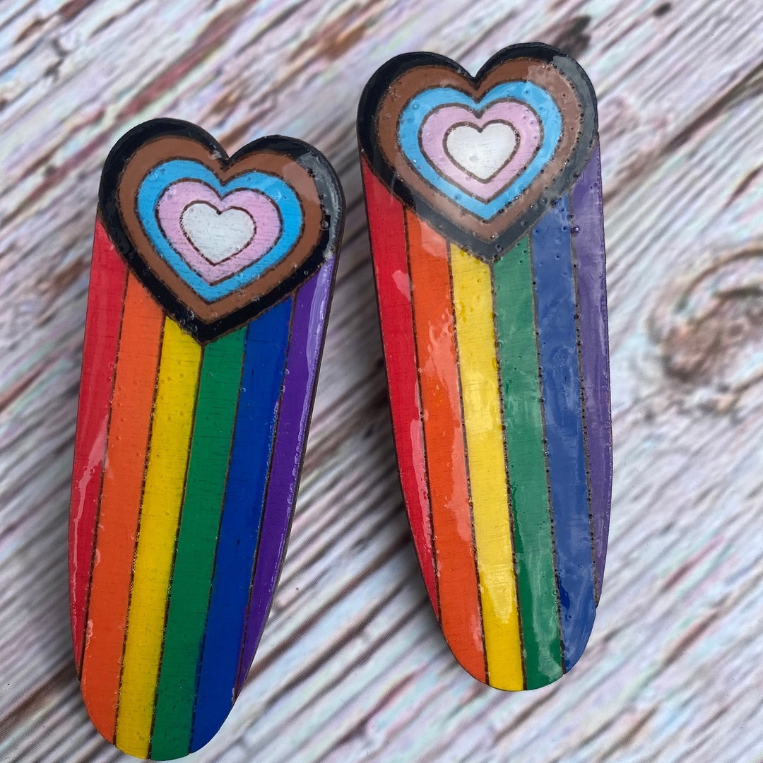 LGBTQ Progressive Pride Flag Hair Clips Svg for Laser (DIGITAL File ...