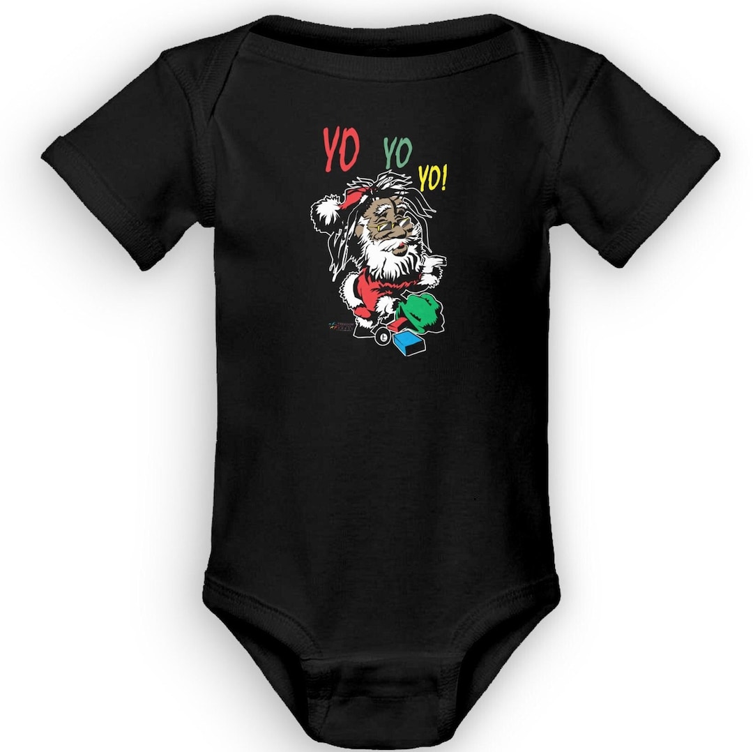 Black Santa Onesie Bodysuit Yo Yo Yo Santa Claus Authentic Original ...
