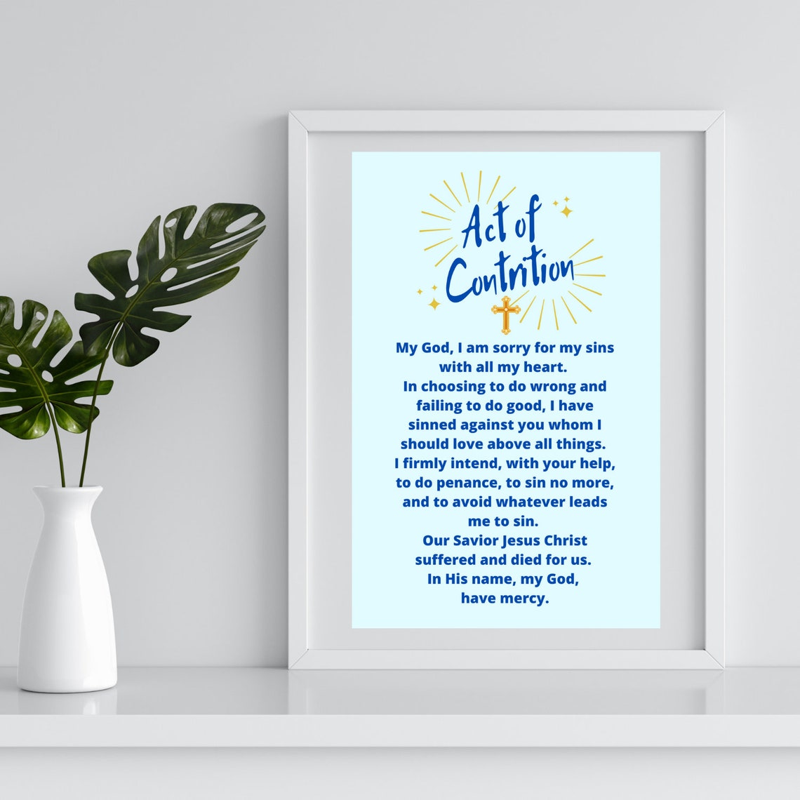 Act of Contrition Prayer Card and Handout | Basic Catholic Prayer Card ...