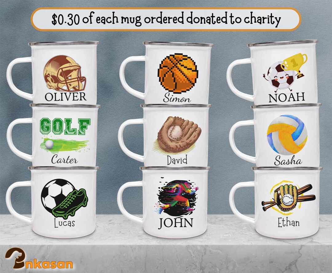 Sports Personalized Kids Mug, Kids Name Mugs, Toddler Shatterproof Mugs ...