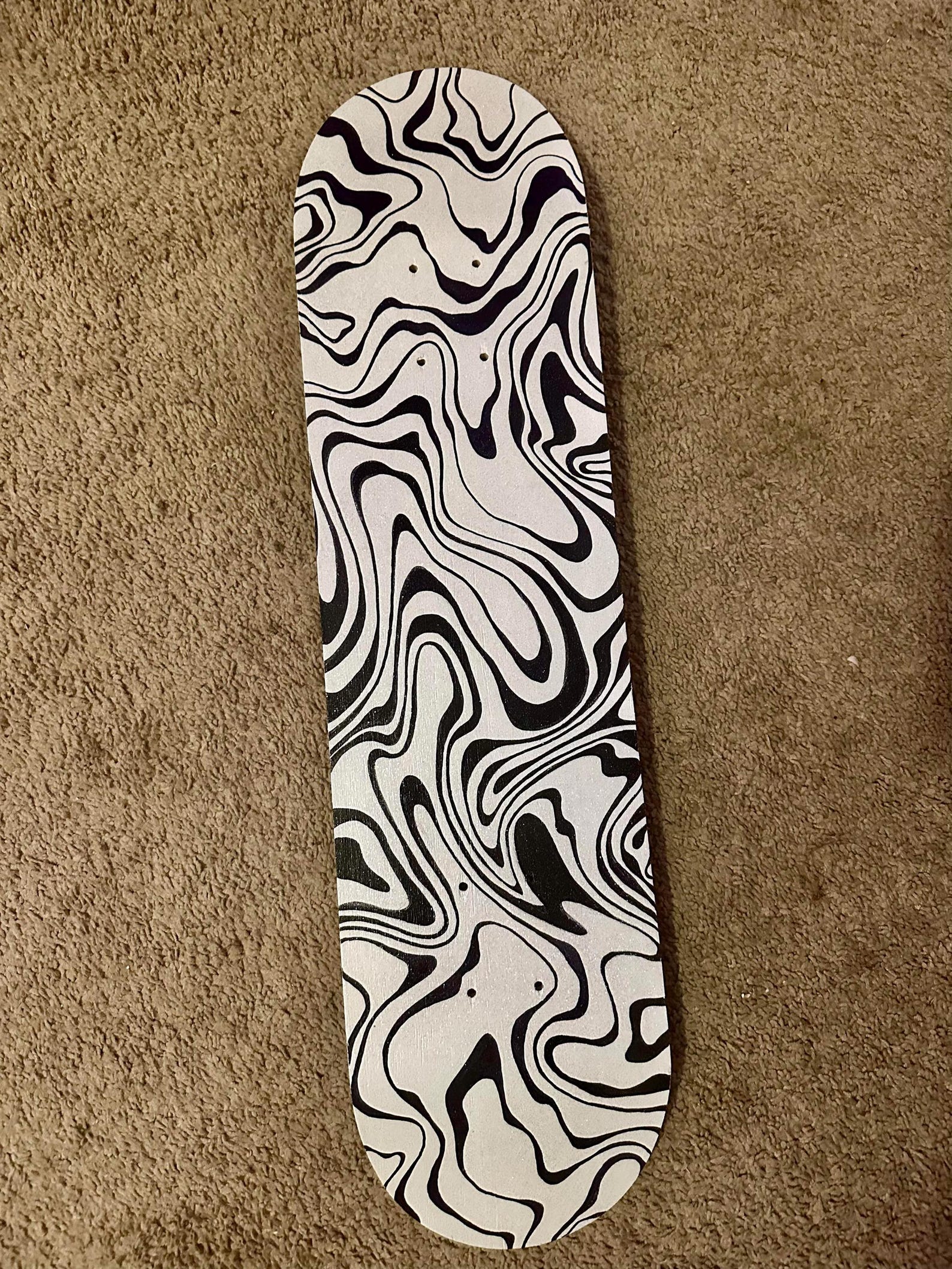Custom Hand Painted Black and White Swirl Warp Skateboard Deck Wall ...