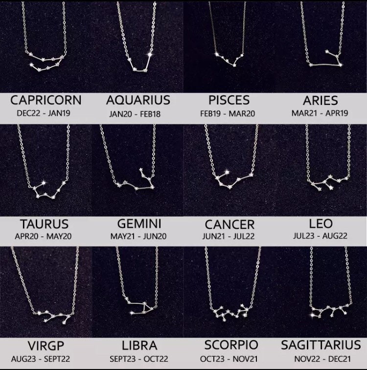 Silver Diamanté, Zodiac, Jewellery Set, Zodiac Necklace, Zodiac ...