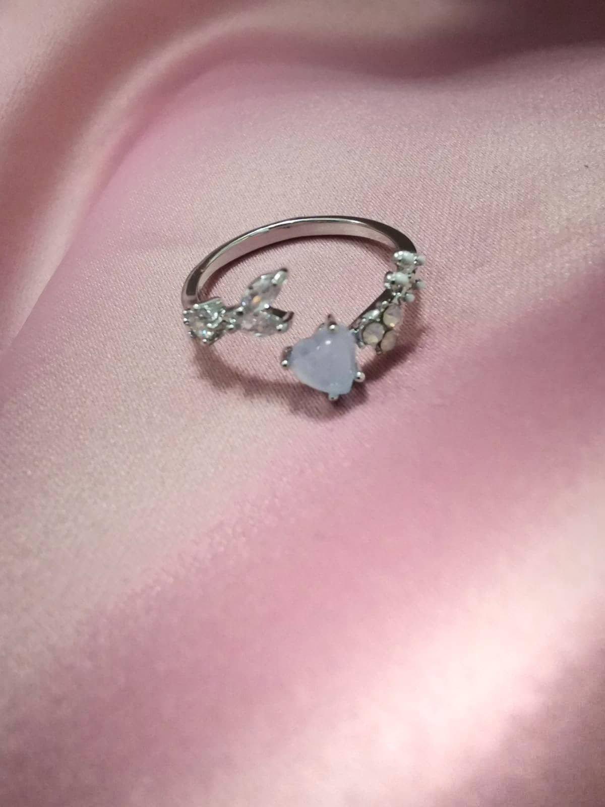 Silver Adjustable Heart Ring, Flower Ring, Heart Jewellery, Heart ...