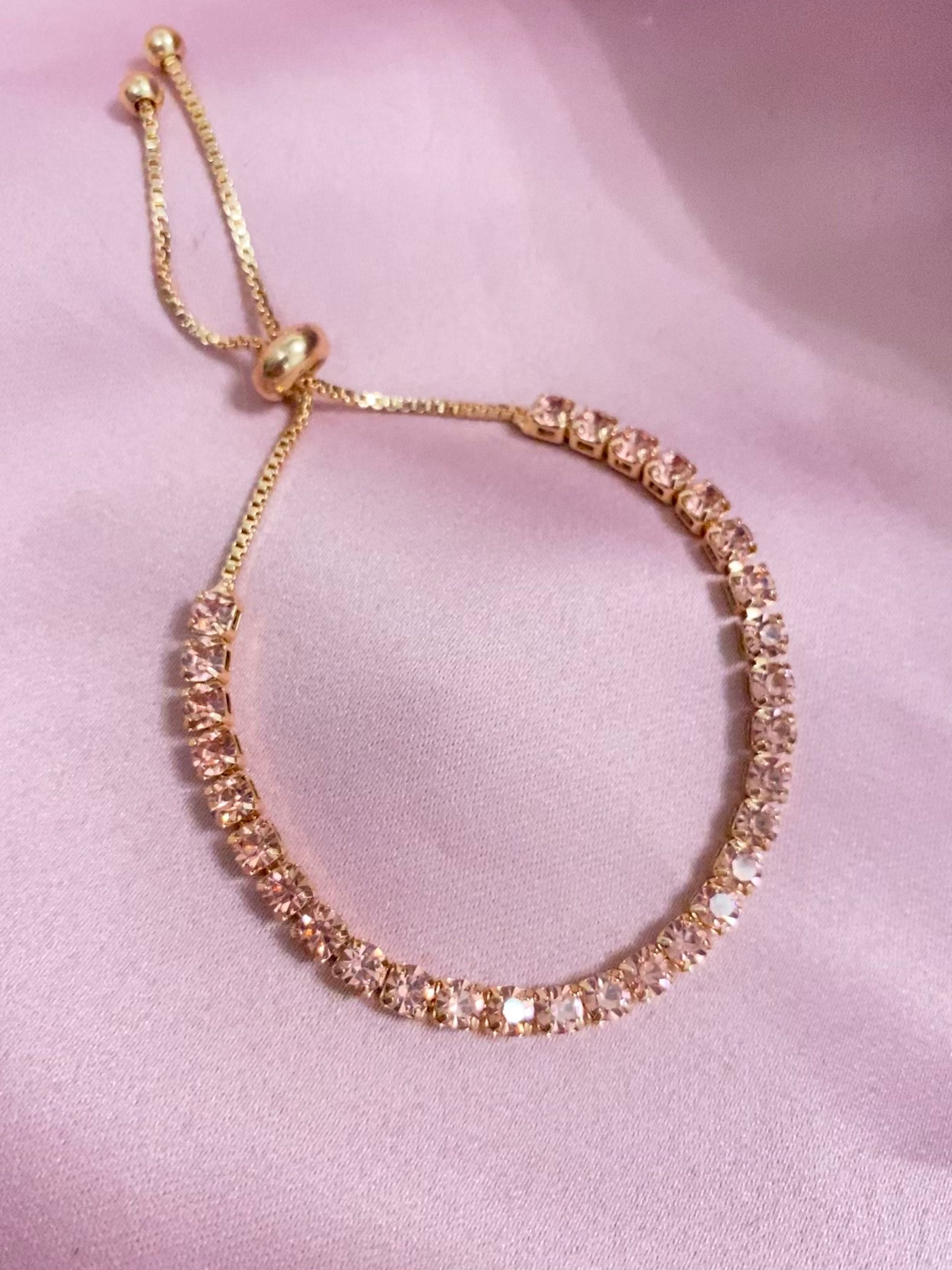 Oro rosa rosa pulsera deslizante pulsera de compromiso / - Etsy España