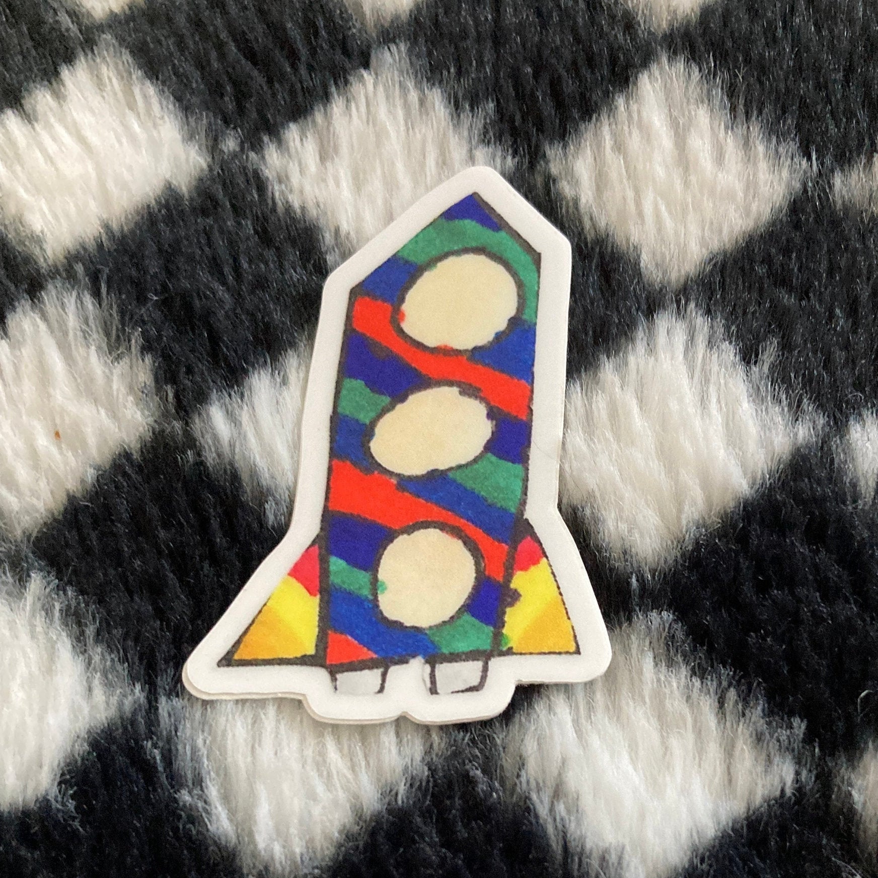 Kid-designed Rainbow Rocket Vinyl Sticker - Etsy