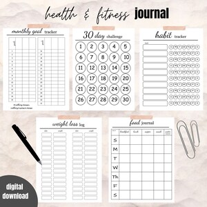 Health and Fitness Journal Printable- Health and Wellness Planner ...