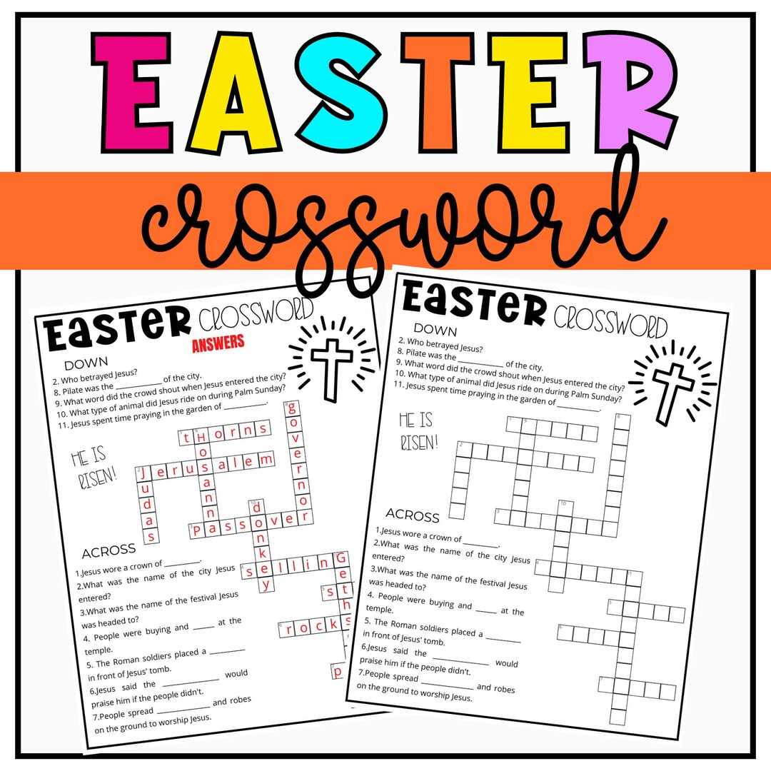 Easter Crossword Puzzle Printable - Easter Printable Activity- Sunday ...