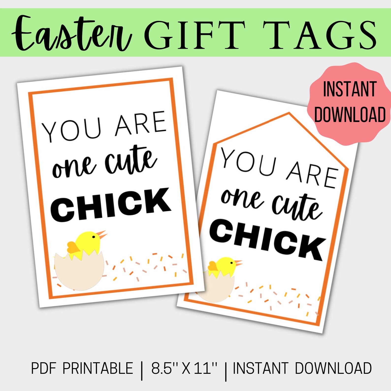 Easter Gift Tag Printable Chick- Easter Basket Tag Printable- Gift Tag ...