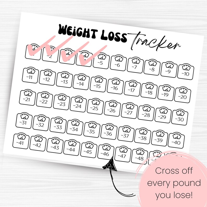 50 Pounds Tracker | Weight Loss Tracking Sheets | 50 Pound Weight Loss ...