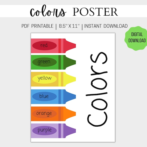 Colors Poster Educational Prints Educational Posters for - Etsy