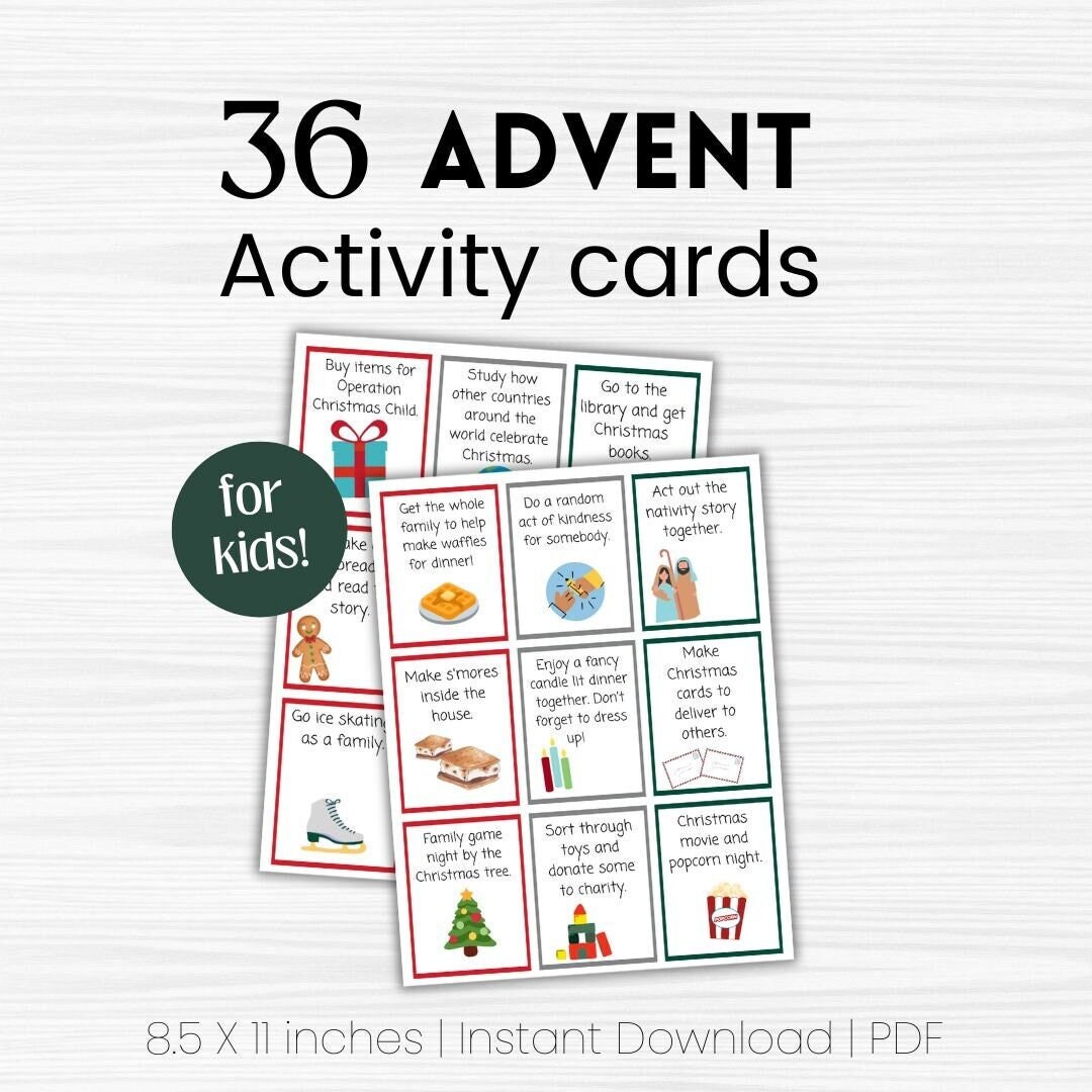 Christmas Activity Cards - Advent Activity Cards- Kids Advent | Holiday ...