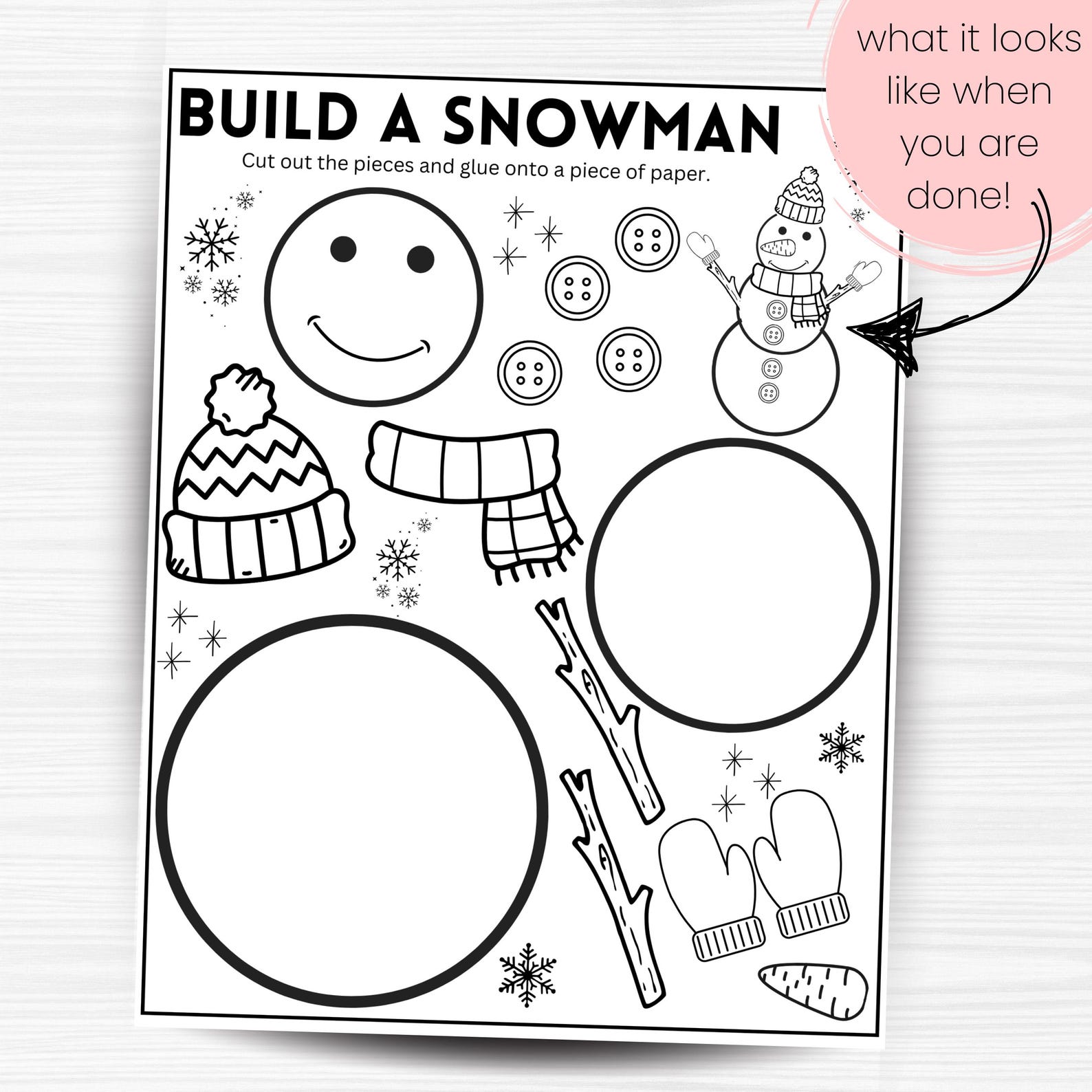 Build a Snowman Printable- Kids Winter Craft- Winter Coloring Page ...