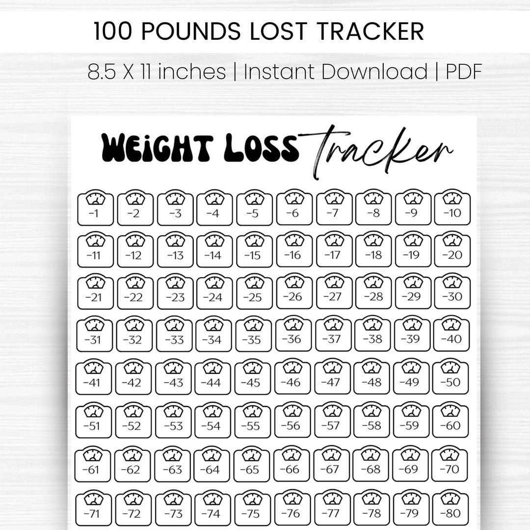 100 Pounds Tracker | Weight Loss Tracking Sheets | 100 Pound Weight ...