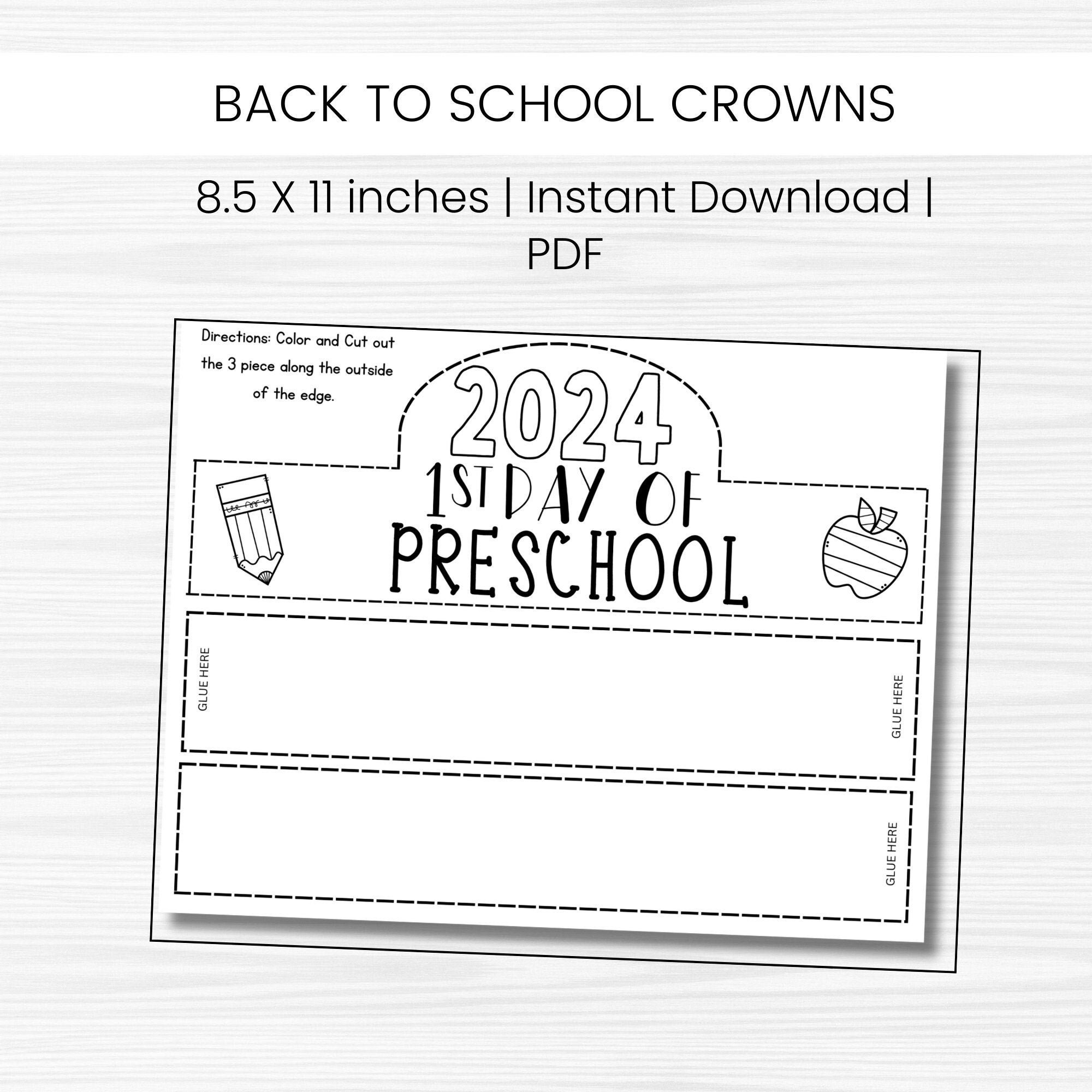 First Day of School Crowns - Printable PDF - Etsy
