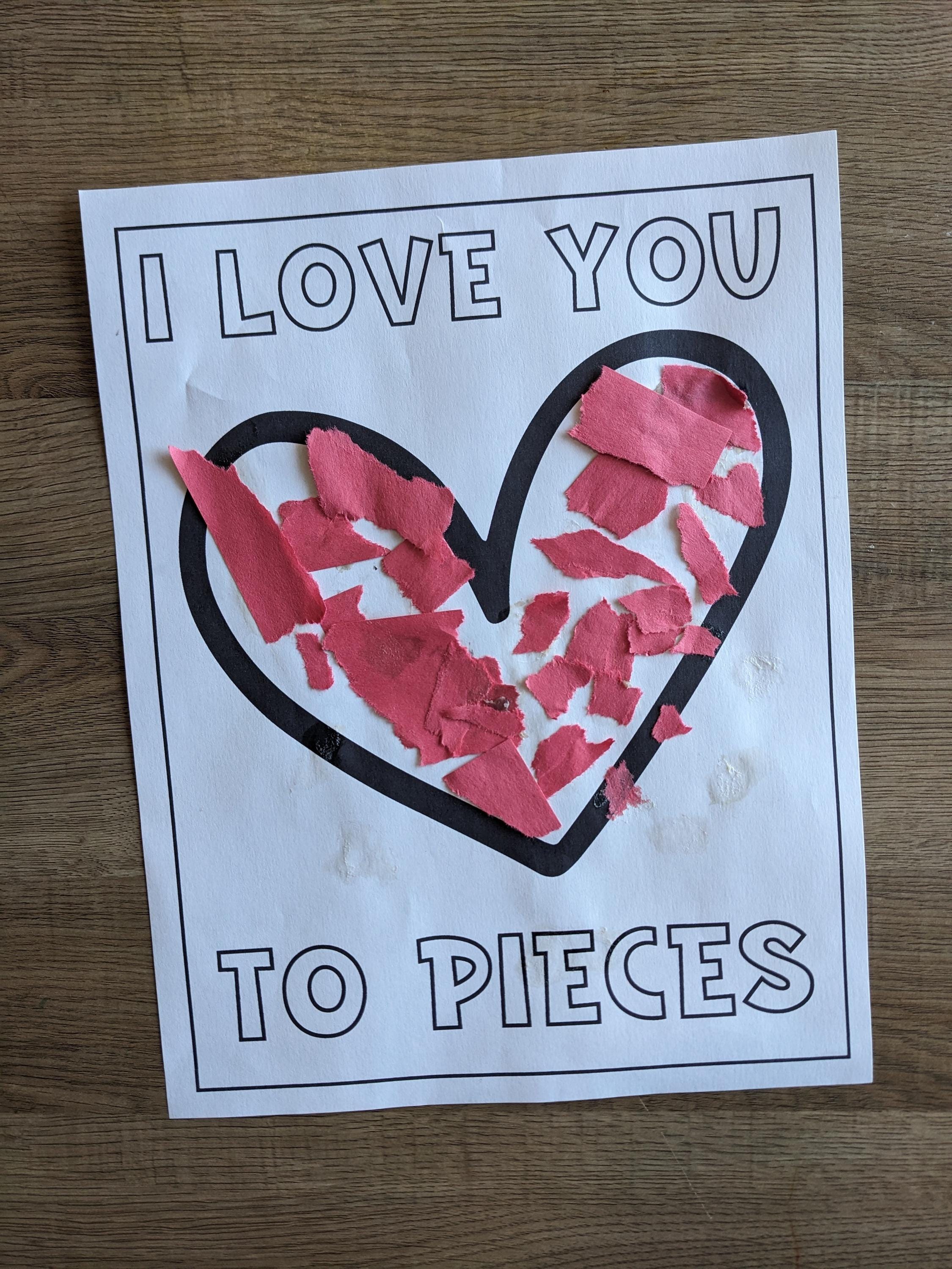 Love You to Pieces Valentine Craft, Valentine Activity for Kids ...