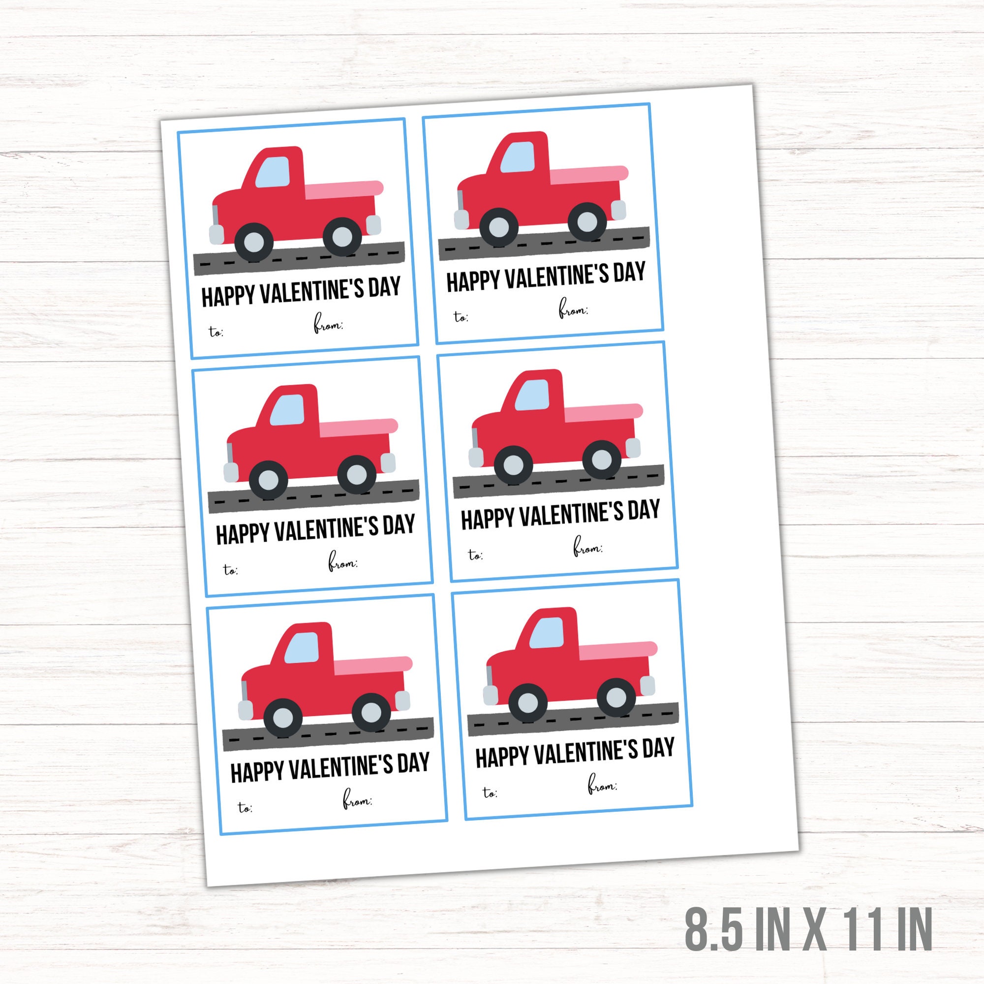Printable Truck Valentine's Day Cards Printable Valentine Cards ...