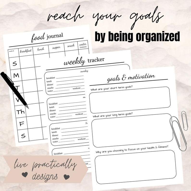 Health and Fitness Journal Printable- Health and Wellness Planner ...