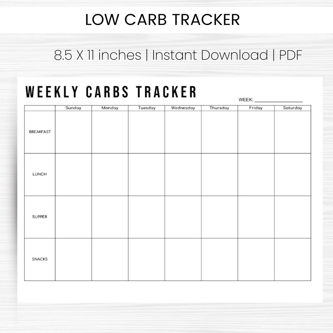 Low Carb Tracker - Daily Food Log - Carb Tracker- Low Carb- Keto - Meal ...