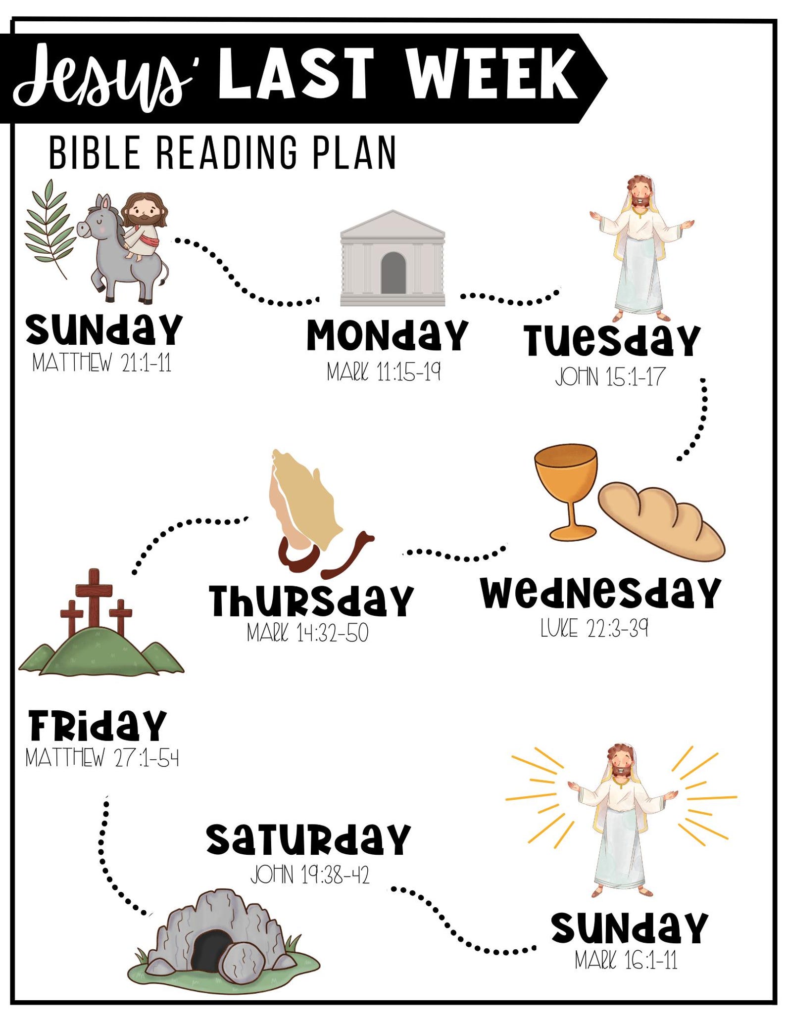 HOLY WEEK for Kids- Holy Week Printable- Easter Story - Bible Reading ...