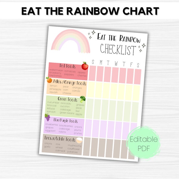 Eat a Rainbow Chart - Etsy