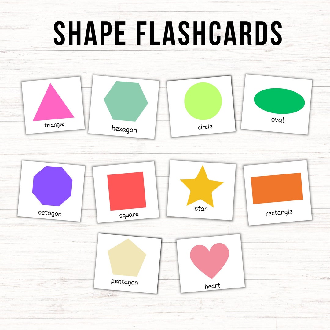 Shapes Flashcards Preschool Activity Shapes Worksheet - Etsy