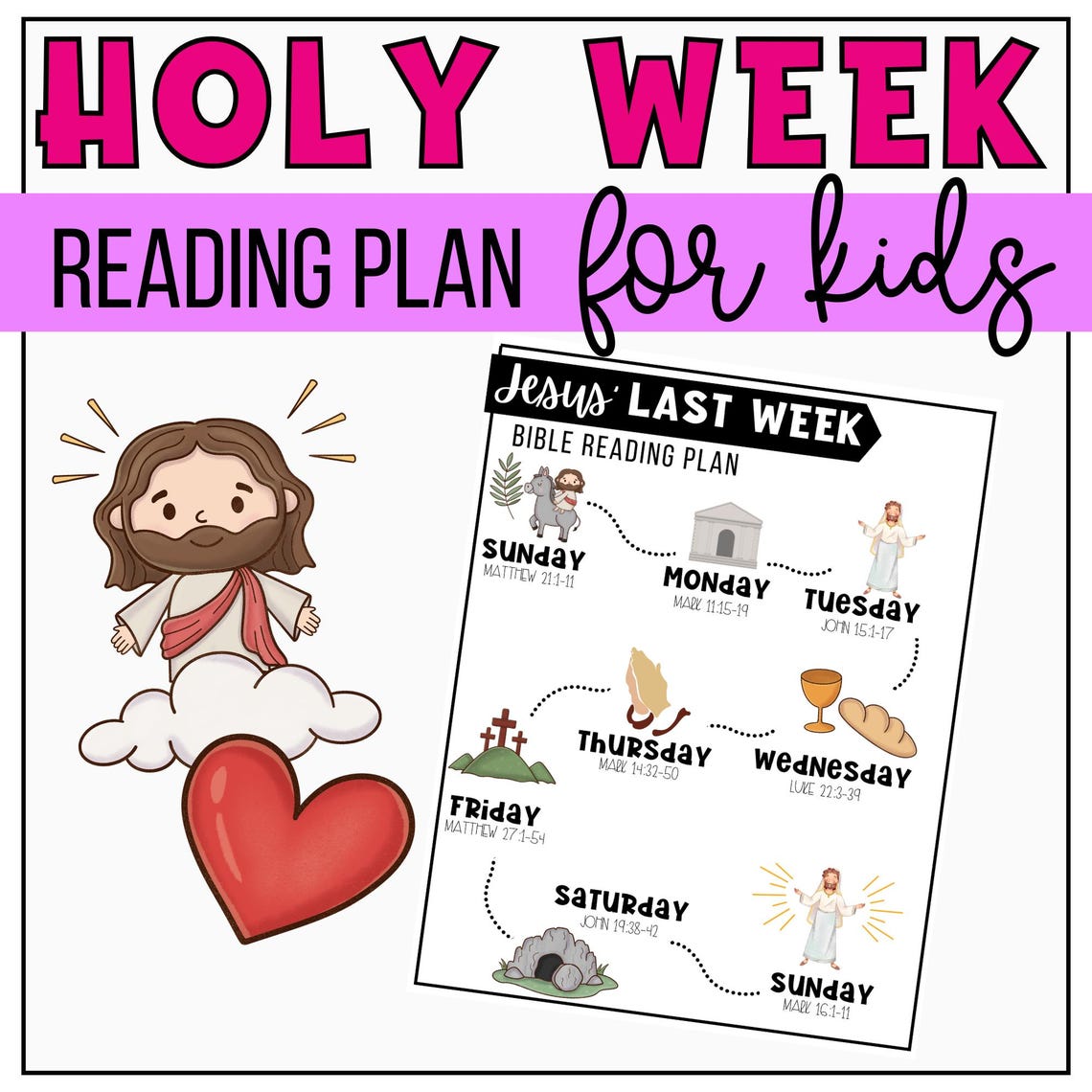 HOLY WEEK for Kids- Holy Week Printable- Easter Story - Bible Reading ...