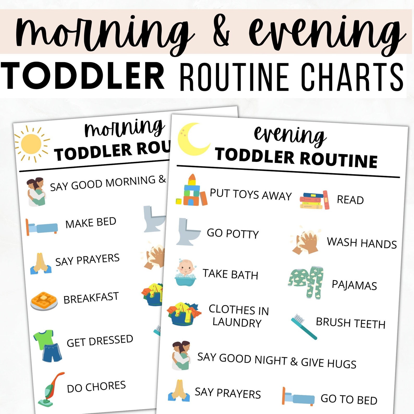 Printable Daily Routine for Kids- TODDLER Routine Charts- Morning ...