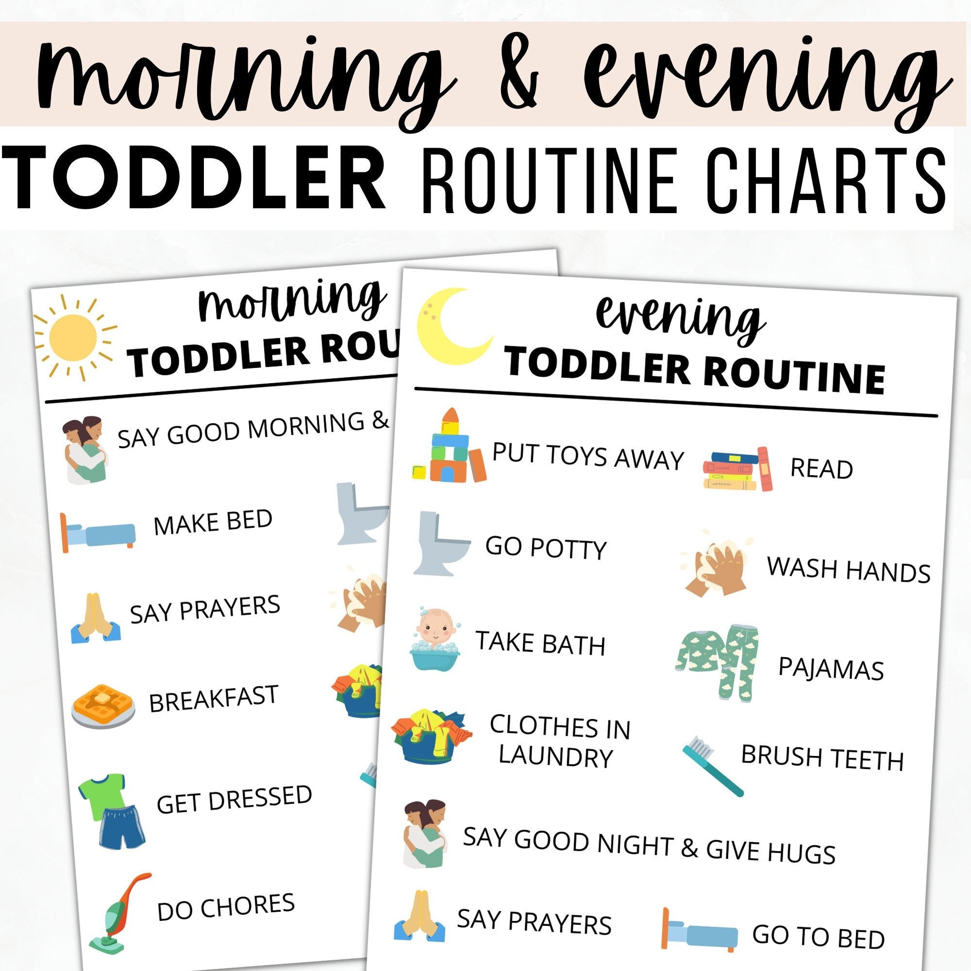 Printable Daily Routine for Kids- TODDLER Routine Charts- Morning ...
