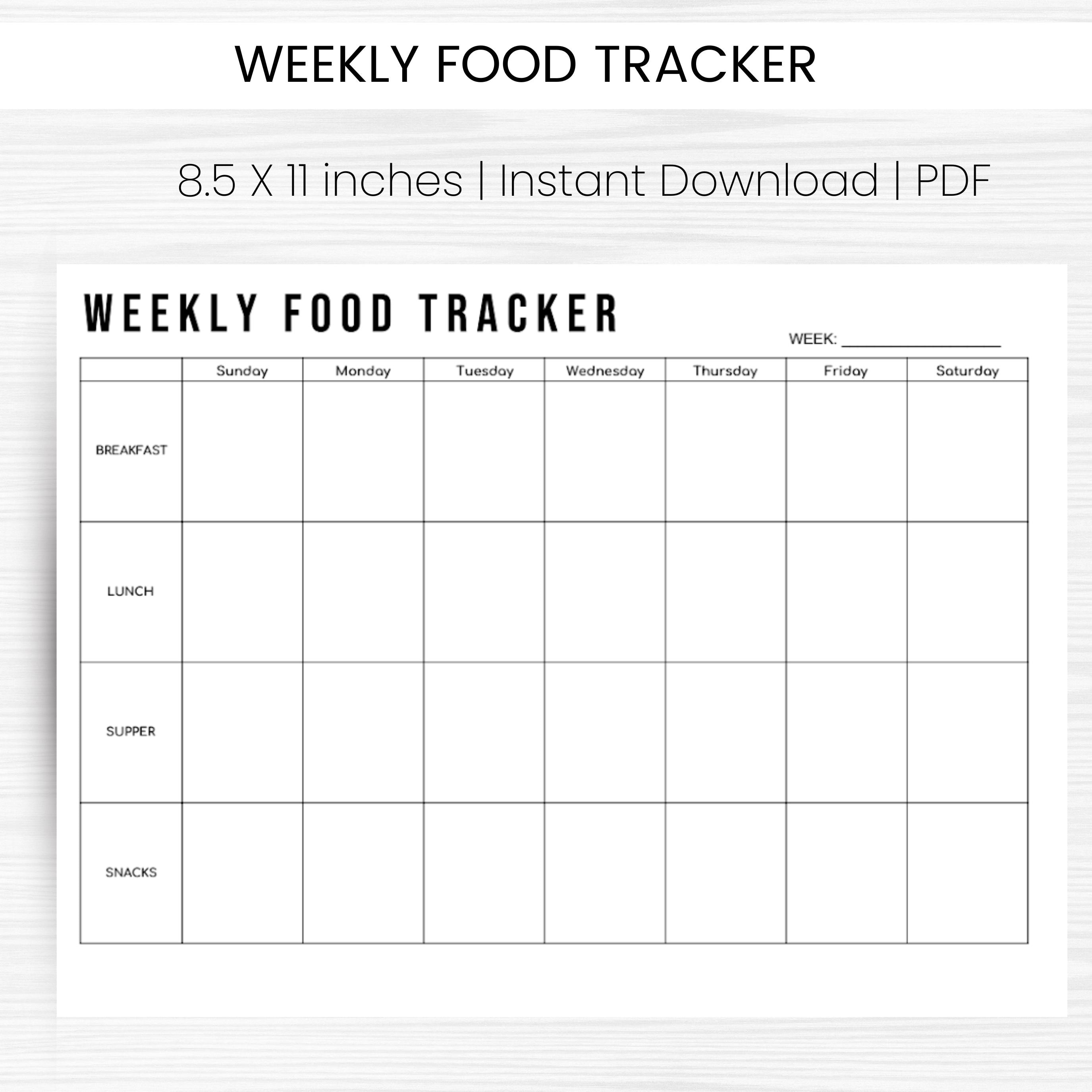 Food Tracker Log Printable, Printable Daily Food Journal, Meal Tracker ...