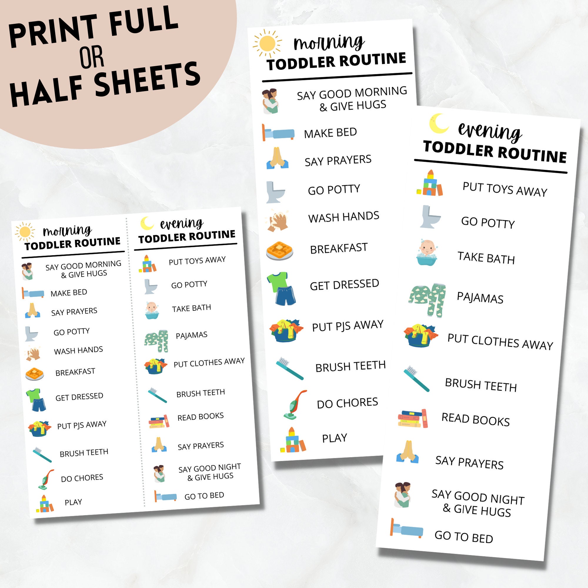 Printable Daily Routine for Kids- TODDLER Routine Charts- Morning ...
