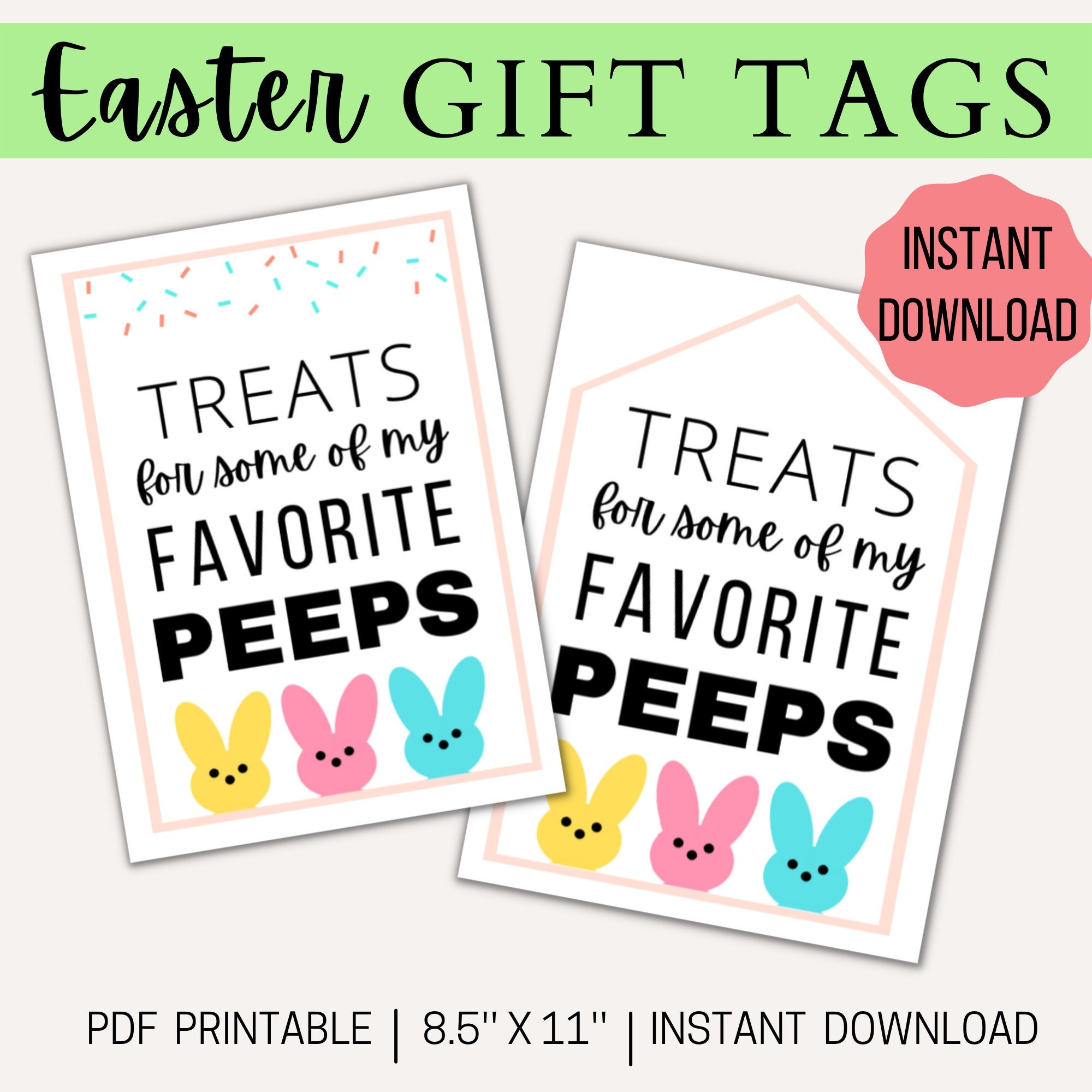 Easter Gift Tag Printable PEEPS Easter Basket Tag Printable Gift Tag ...
