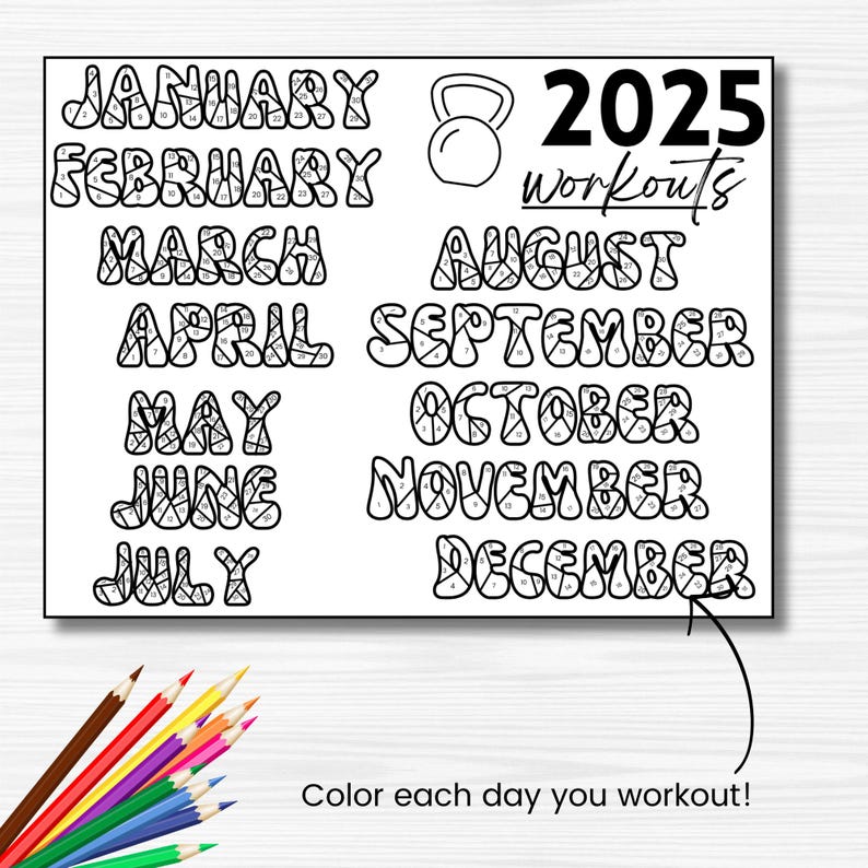 2025 Coloring Workout Tracker | Fitness Tracker | Daily Workout Tracker ...