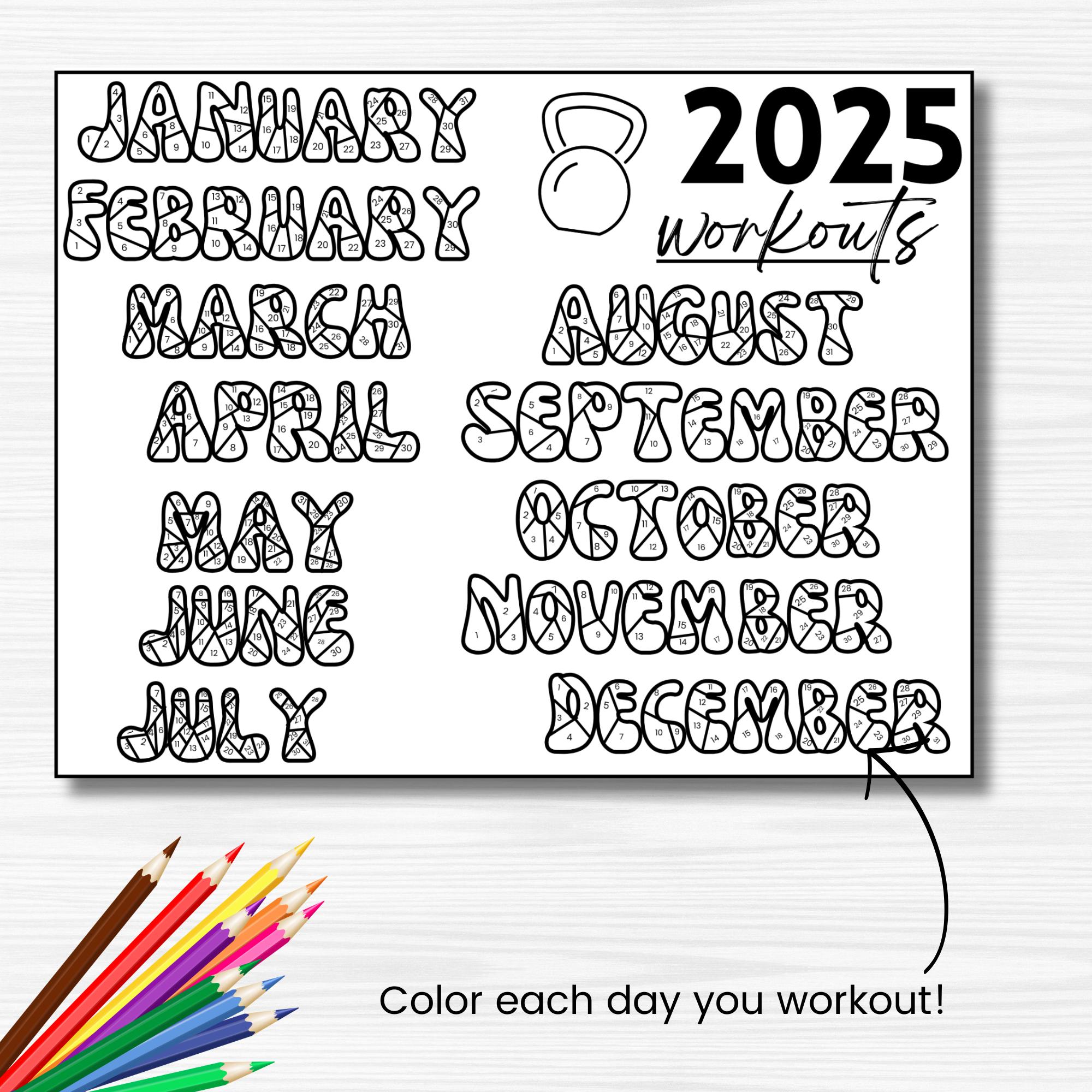 2025 Coloring Workout Tracker | Fitness Tracker | Daily Workout Tracker ...