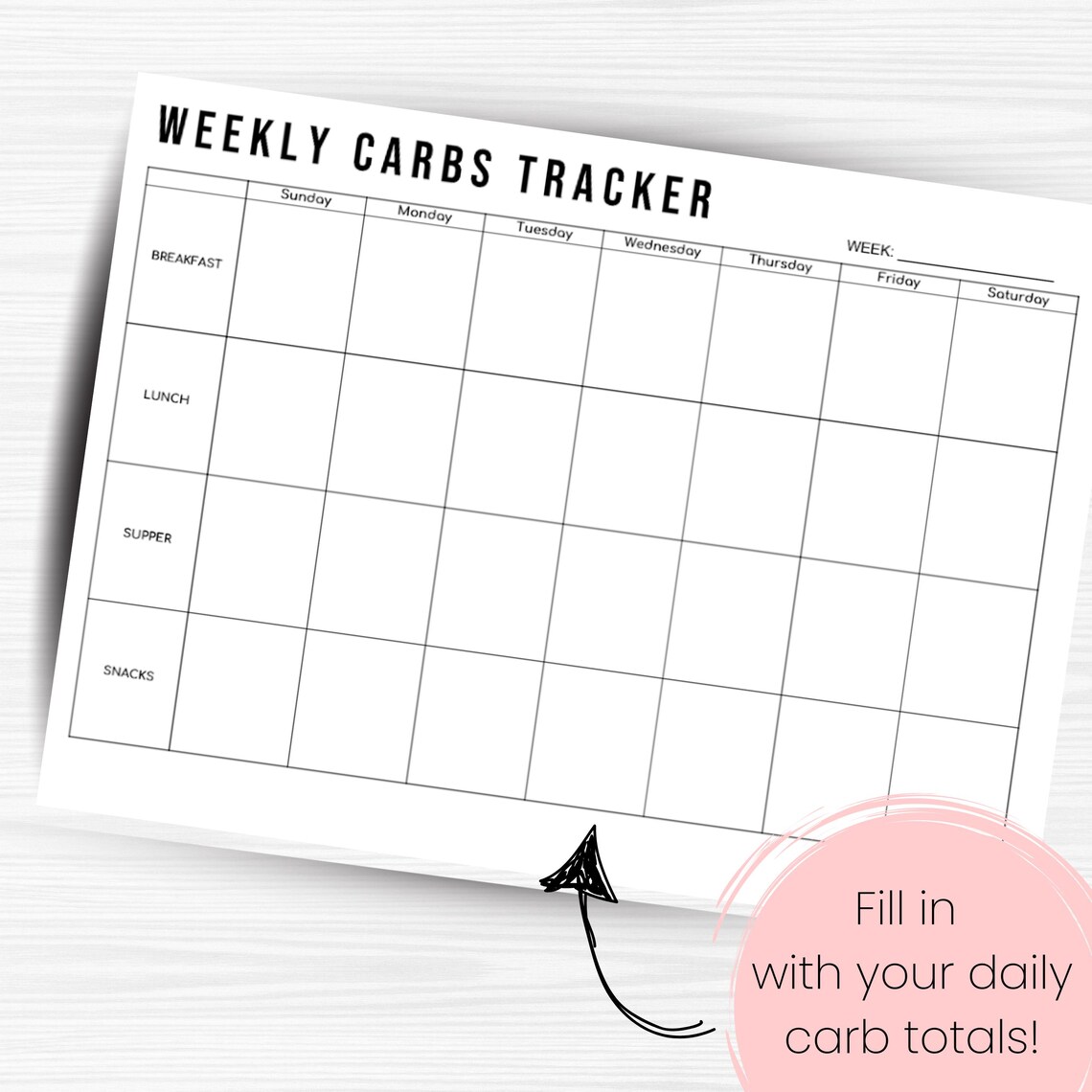 Low Carb Tracker - Daily Food Log - Carb Tracker- Low Carb- Keto - Meal ...