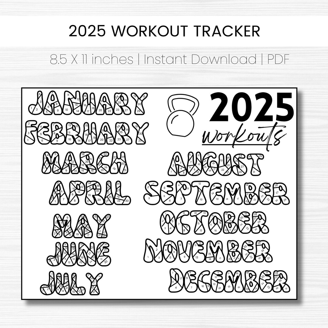 2025 Coloring Workout Tracker | Fitness Tracker | Daily Workout Tracker ...
