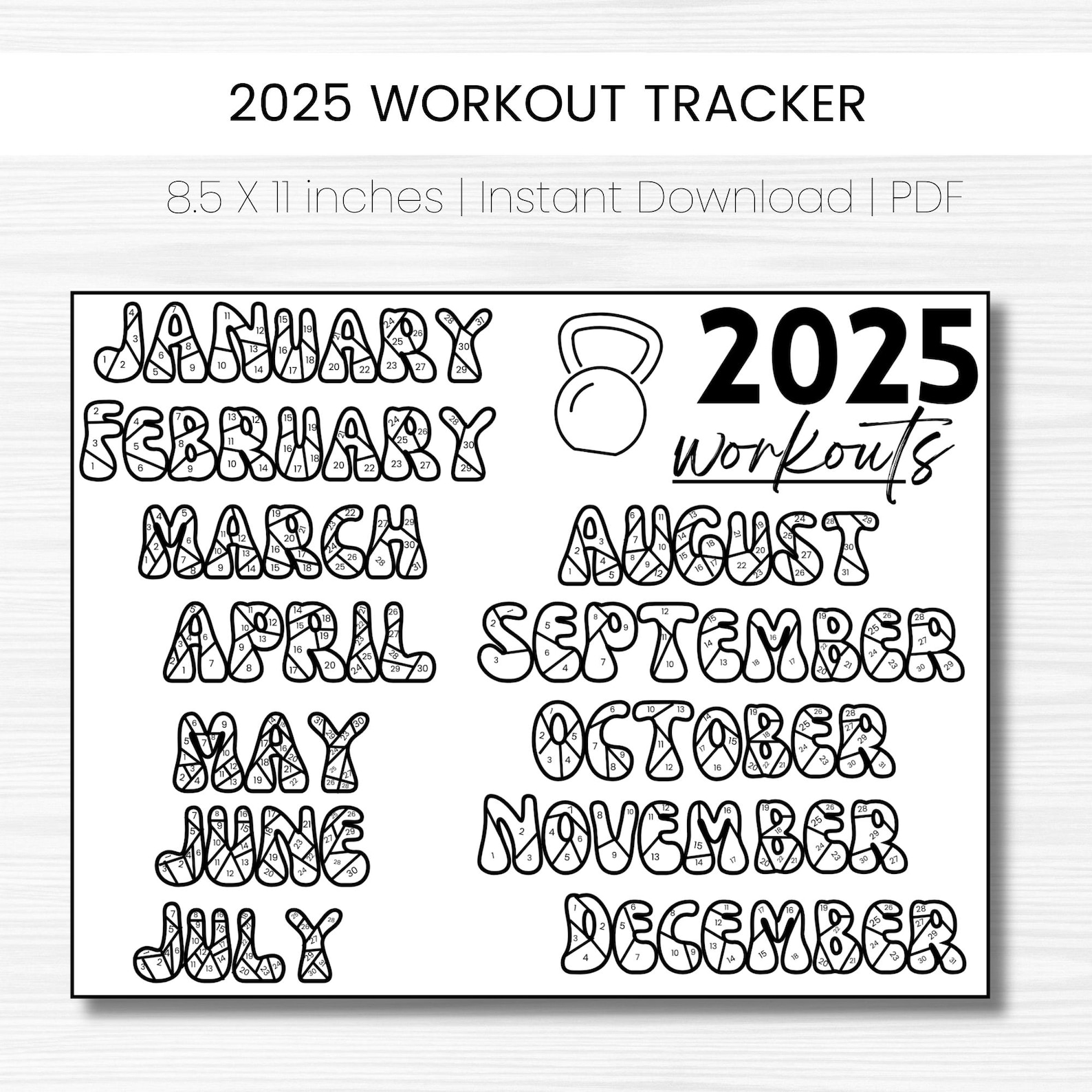 2025 Coloring Workout Tracker | Fitness Tracker | Daily Workout Tracker ...