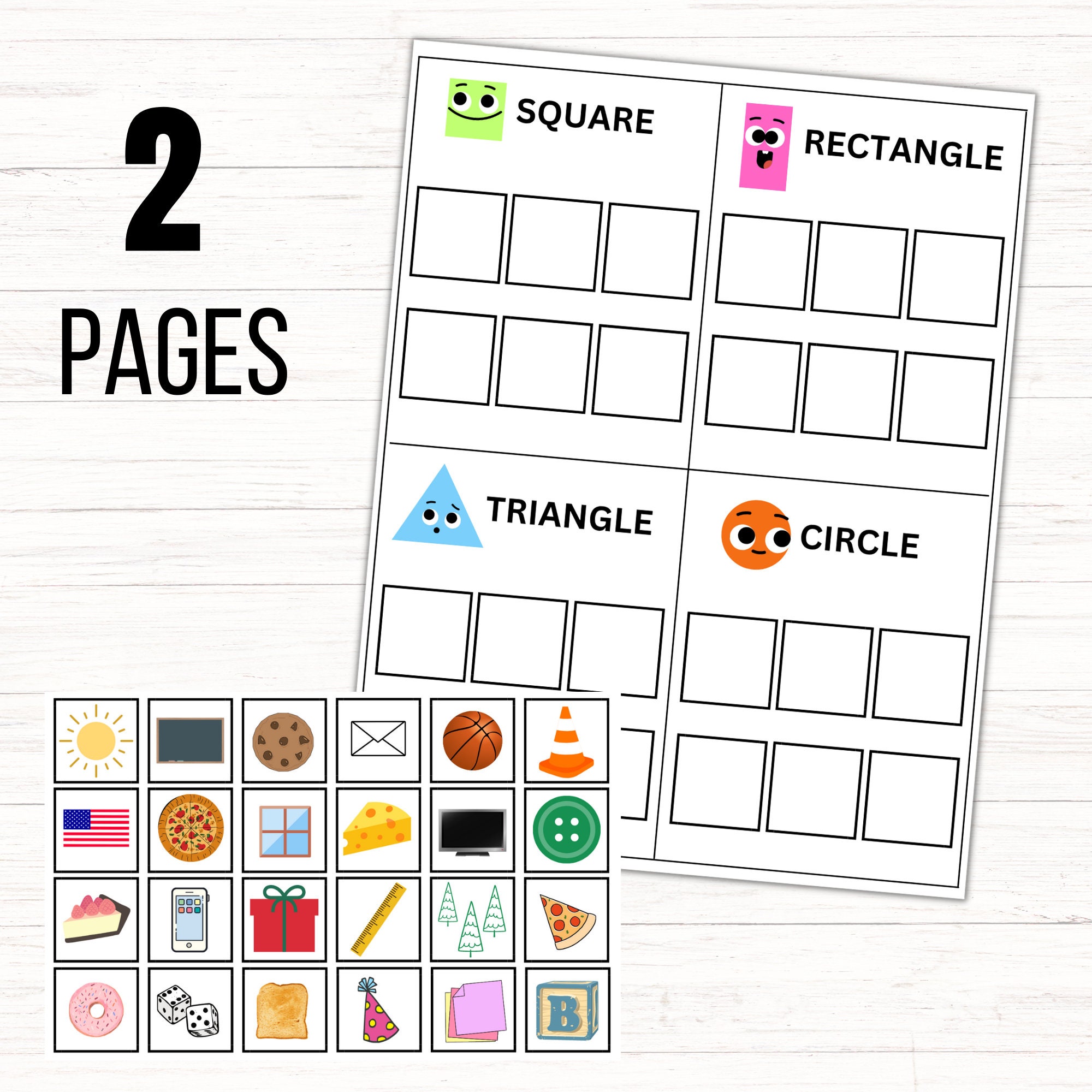 Shape Sorting Activity Sort by Shapes Worksheet Preschool Pages - Etsy