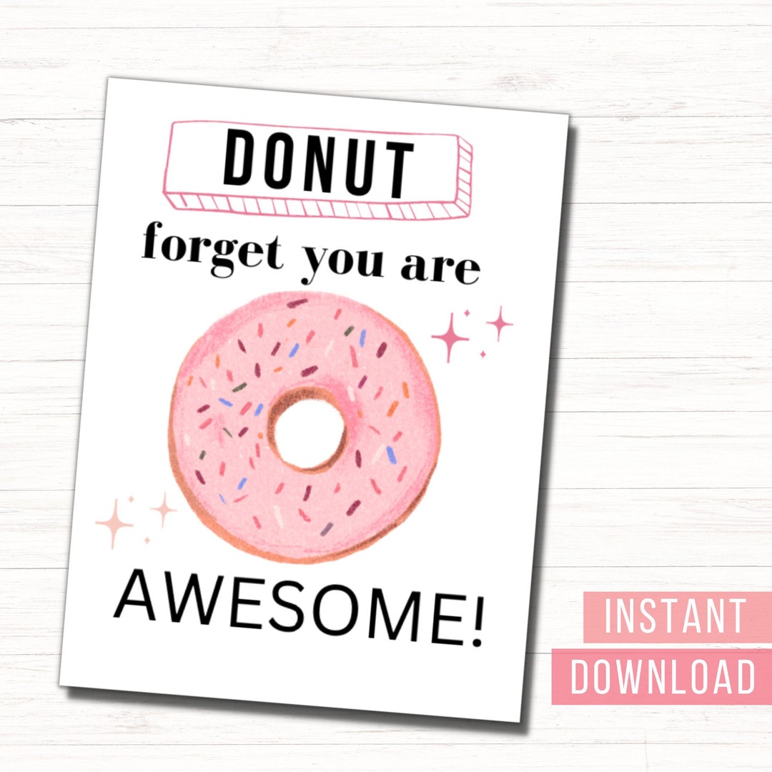 Printable Donut Valentines Day Cards Printable Valentines Instant ...