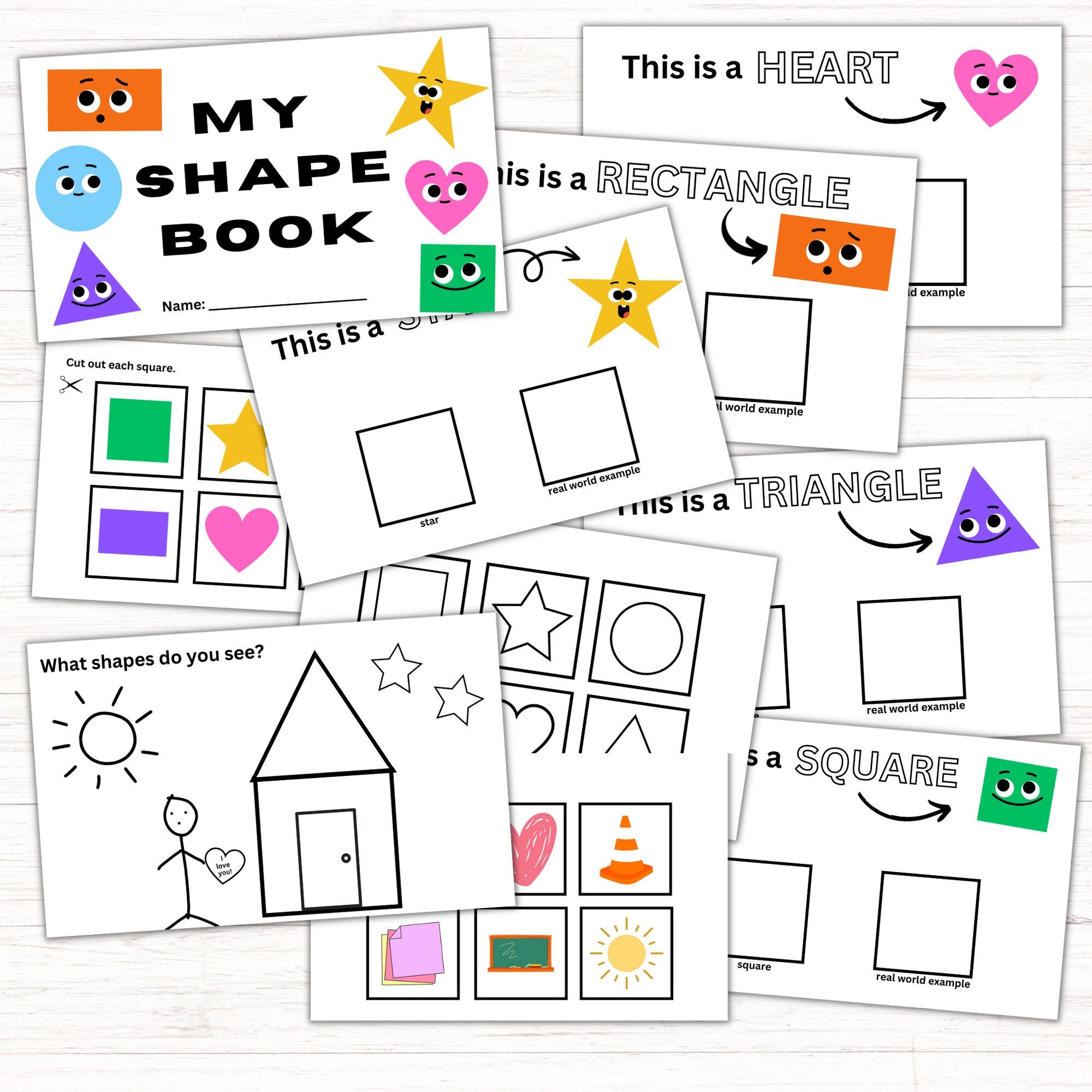 Shape Book Learn My Shapes Preschool Activity Toddler Activities - Etsy