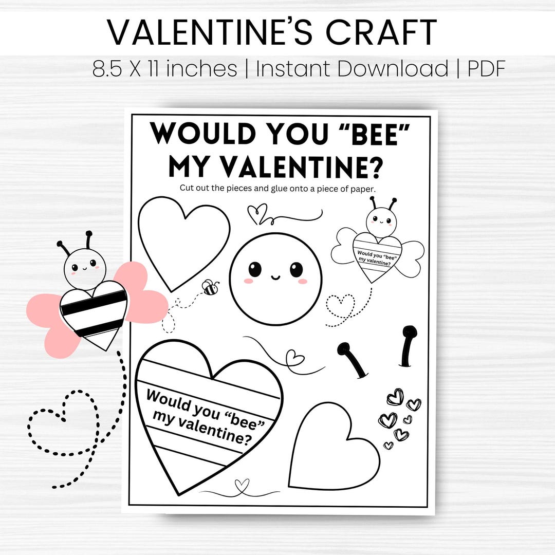 Bee Mine Valentine Craft, Valentine Activity for Kids, Classroom ...
