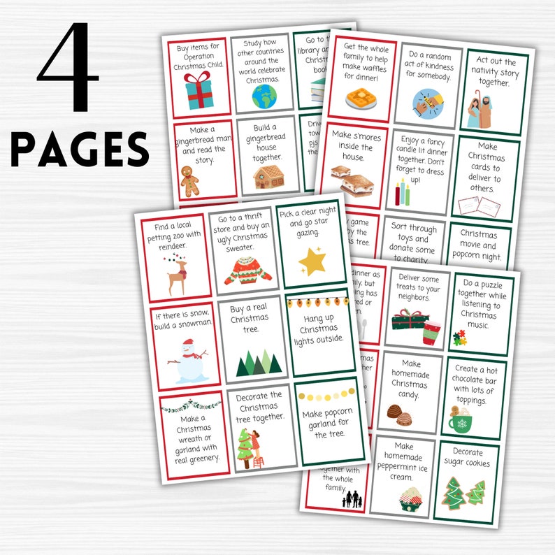 Christmas Activity Cards - Advent Activity Cards- Kids Advent | Holiday ...