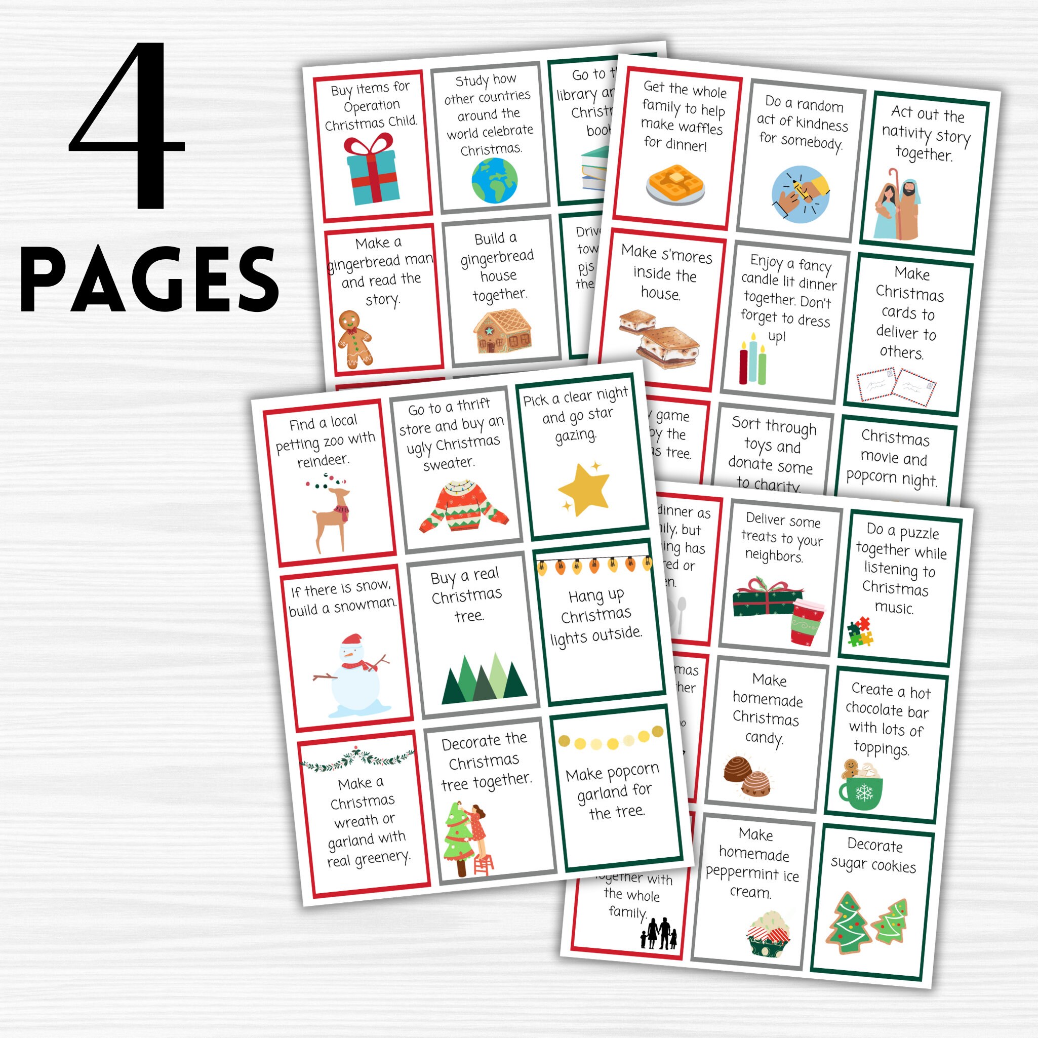 Christmas Activity Cards - Advent Activity Cards- Kids Advent | Holiday ...