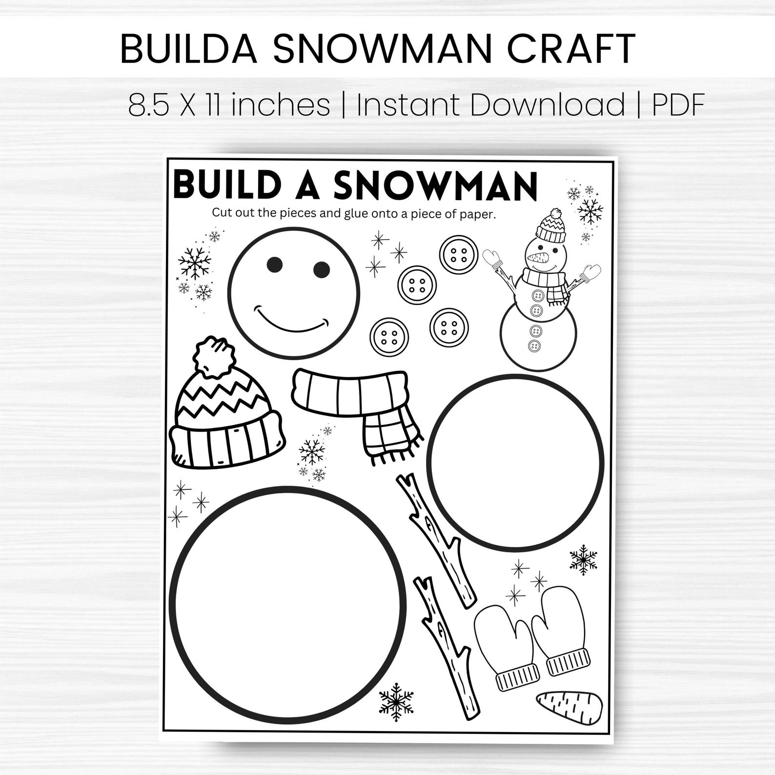 Build a Snowman Printable- Kids Winter Craft- Winter Coloring Page ...