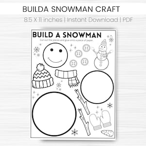 Build a Snowman Printable- Kids Winter Craft- Winter Coloring Page ...