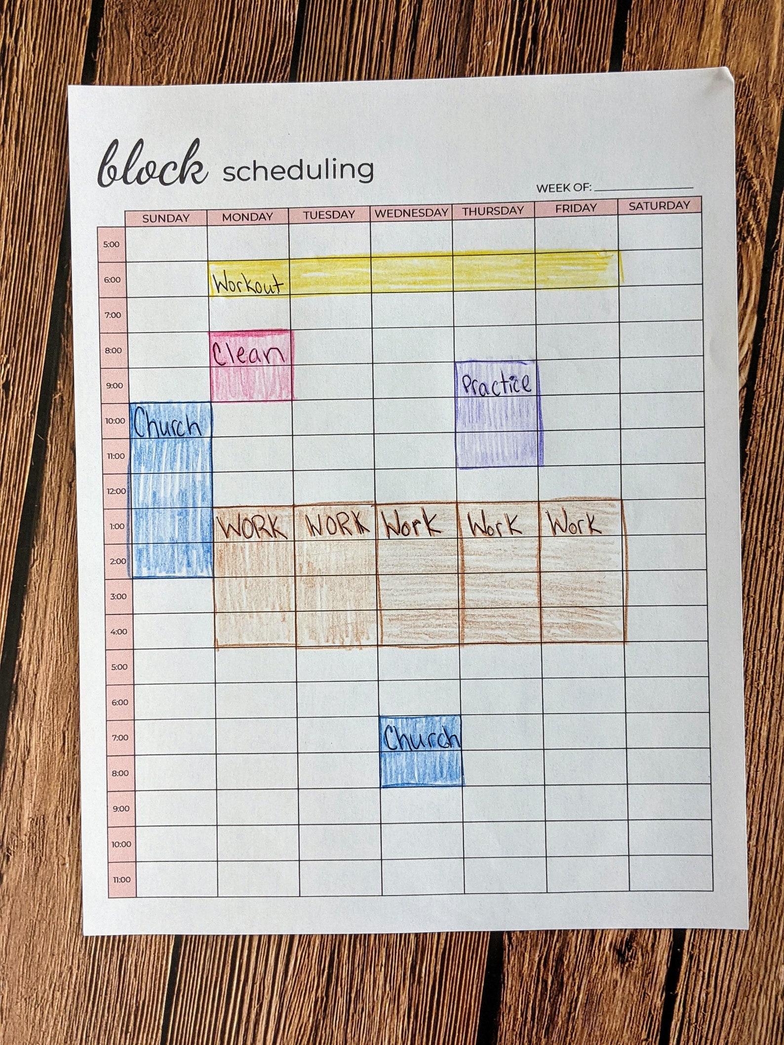 Printable Time Blocking Schedule Weekly Time Block Planner Time ...