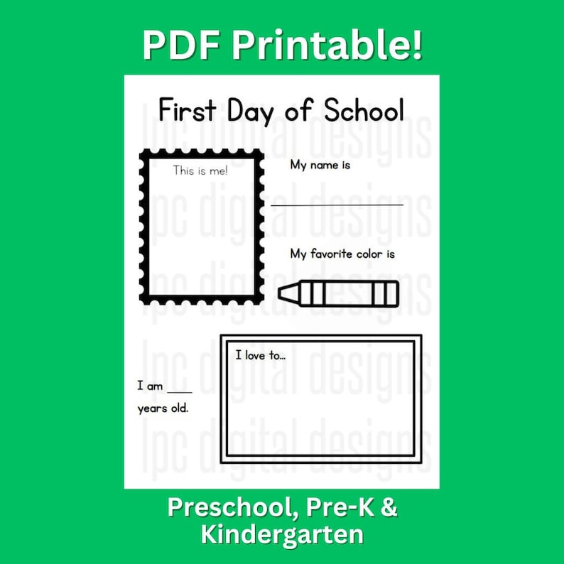 All About Me Worksheet, First Day of School Paper, Homeschool ...