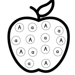 A is for Apple Dot Art Worksheet, Dauber Letter Recognition, Alphabet ...