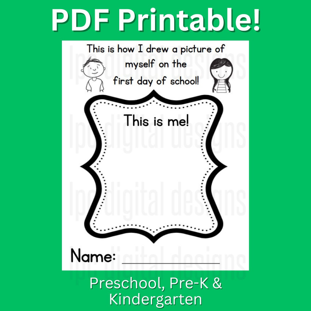 How I Drew Myself Worksheet, First Day of School Paper, Homeschool ...