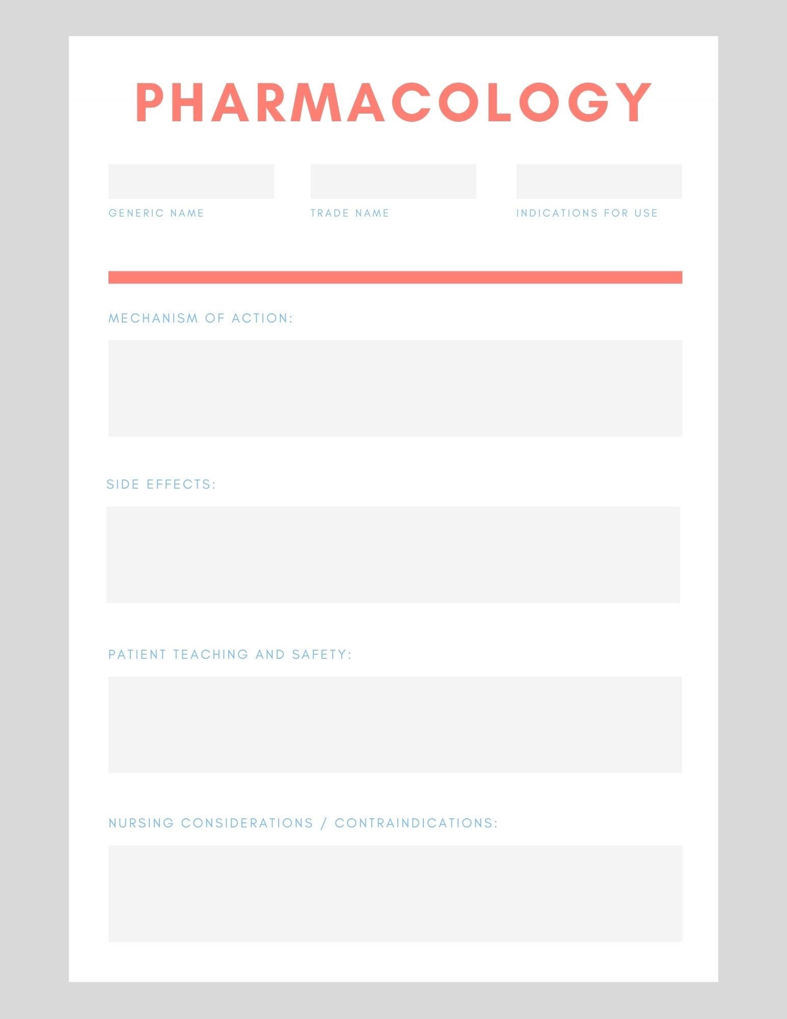 Pharmacology Study Guide | Etsy