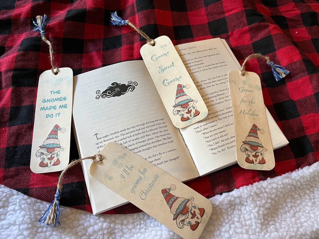 Blue Gnome Bookmark Holiday Bookmark Christmas Bookmark - Etsy